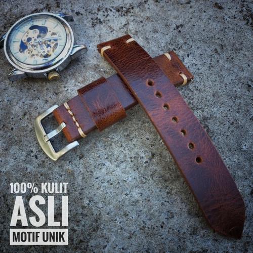 Jual tali jam tangan kulit asli motif cracking,strap premium 18mm 20mm ...