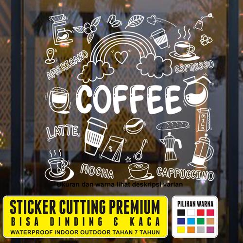 Jual Stiker Kaca Dinding Kafe Kopi Coffee Shop Doodle Cutting Sticker ...