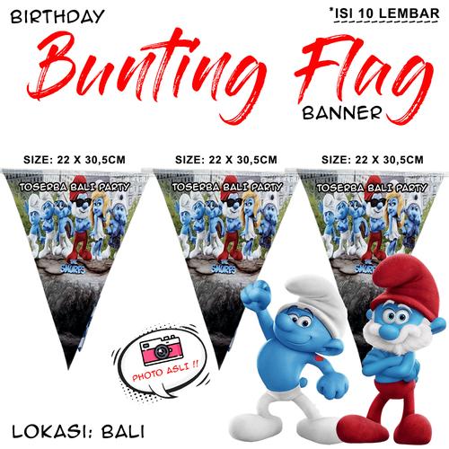 Jual BUNTING FLAG BIRTHDAY BANNER SMURF - BENDERA DEKORASI ULTAH - Kota ...