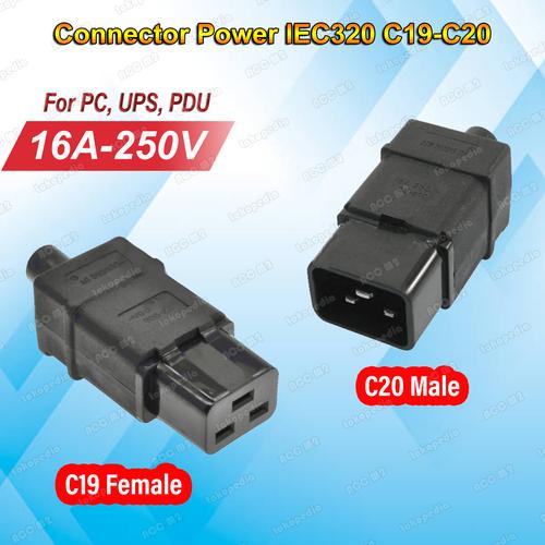 Jual Connector Power Socket IEC320 C20 Male / C19 Female 16A 250V - C19 ...