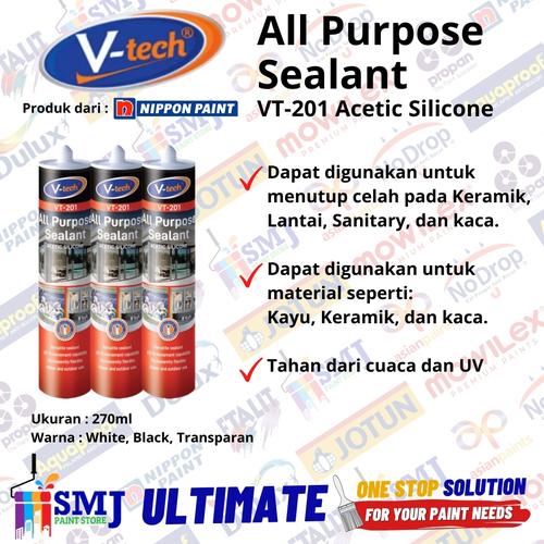Jual Lem Silicone VTECH NIPPON PAINT All Purpose Sealant Black Hitam ...