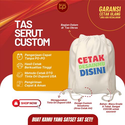 Jual Drawstring Bag|Ransel Blacu / Semi Kanvas Custom Express Tanpa PO ...