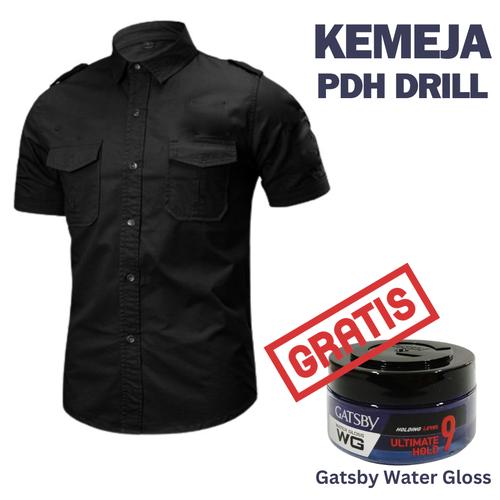Jual Kemeja PDH Hitam Polos Pria Lengan Pendek Jumbo XL XXL XXXL XXXXL ...