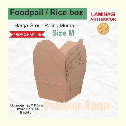 Jual Fine🤗 Food Pail Size M 29gsm Paper Rice Box Lunch Box Kertas Dus ...
