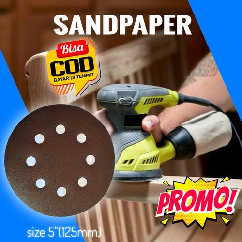 Jual 100PCS Kertas Amplas Velcro Sand Paper 5 inch Orbital Sander 125mm ...