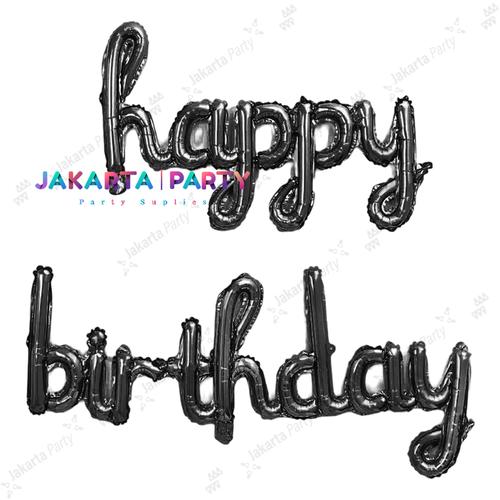 Jual Balon Foil Happy Birthday Sambung Hitam / Balon HBD Set / Balon ...