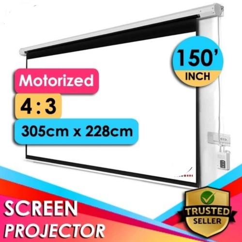 Jual Screen Projector Motorized 150" - Layar Proyektor Remot 150 ...
