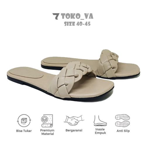 Jual Sandal Wanita Tali Kupang Ukuran Jumbo Besar / Sandal Casual Elegan - Kream, 40 - Kab ...