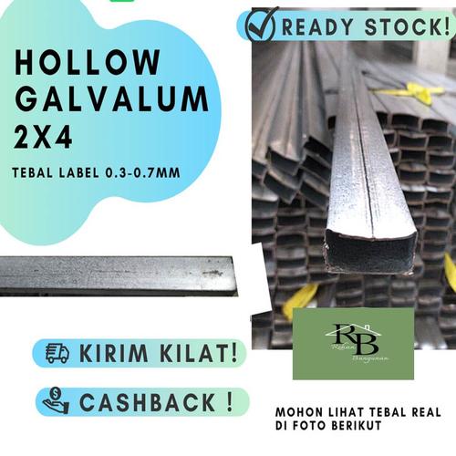 Jual Hollow Galvalum 2x4 0.4mm, Hollo Las Gypsum, Holo Gipsum Galvani ...