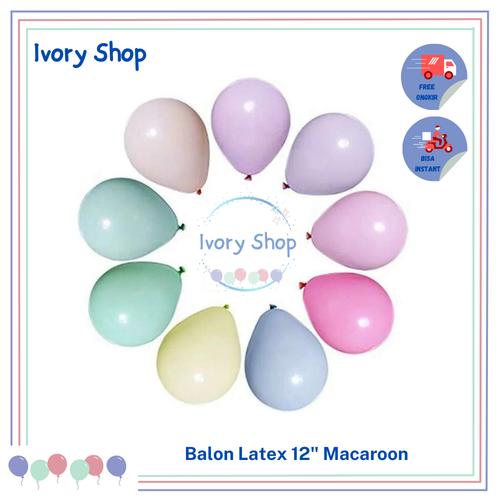 Jual Balon Latex Macaron Pastel 12 inch satuan Balon Macaroon 12 ...