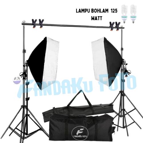 Jual Paket Lighting Studio kit lampu softbox dan stand background ...