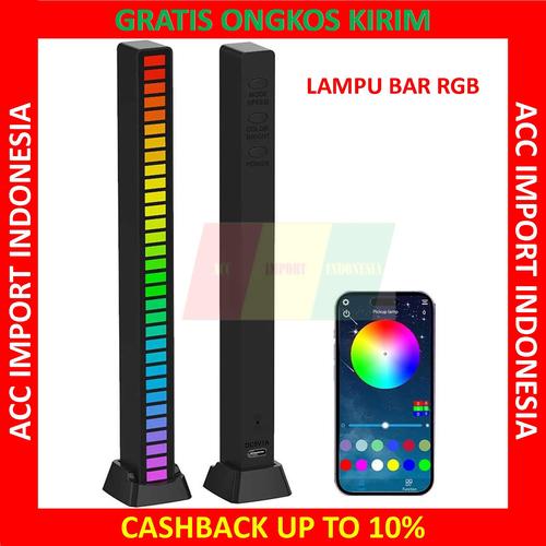 Promo Lampu Bar RGB LED Strip Sound Rhythm Light USB 32 LED APP Control ...