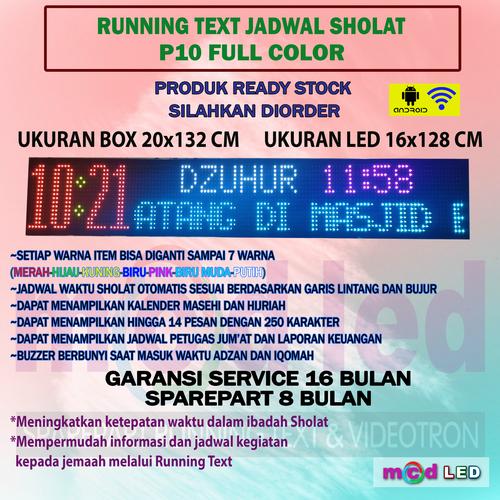 Jual JADWAL SHOLAT DIGITAL RUNNING TEXT JWS P10 RGB FULL COLOR 20X132 ...