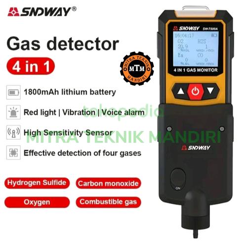 Jual ALAT DETEKSI GAS 4 IN 1 GAS DETECTOR H2S EX O2 CO AIR PUMP HOSE ...