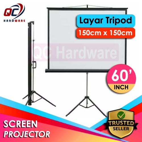 Jual Layar Proyektor Tripod 60" - Screen projector pakai kaki 60 inch ...