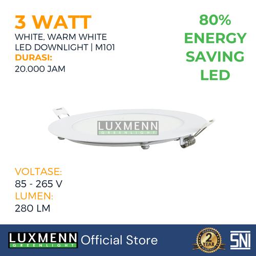 Jual Lampu Downlight Bulat LED Luxmenn, Seri M101, 3 Watt, Putih & Kuning - Jakarta Utara ...