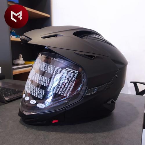 Jual ZEUS HELMET ZS 613C MATT BLACK MODULAR DOUBLE VISOR HELM ZEUS ZS ...