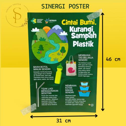 Jual Poster Cintai Bumi Kurangi Sampah Plastik | Kebersihan Lingkungan ...