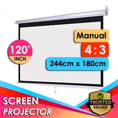 Jual Screen Layar Projector Wall Manual 120 inchi Ratio 4.3 - Jakarta ...