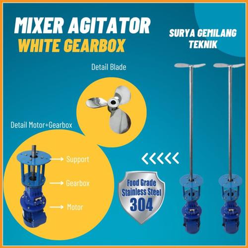 Jual Mixer agitator kimia SS304 0,75KW 1HP 220V 4P Agitator Mixer ...