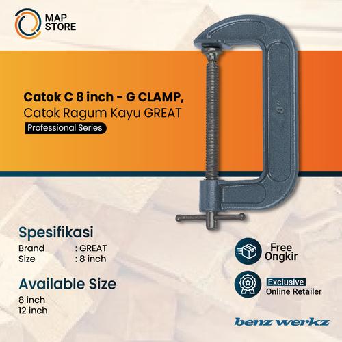 Jual Catok C 8" / Klem Penjepit C 8 Inci / Clamp G / Catok Ragum Kayu ...