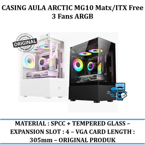 Jual Casing PC Aula Arctic Mg10 Matx/Itx Free 3 Fans Argb - Original ...