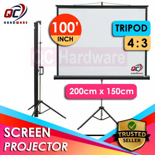 Jual Layar Screen projector tripod 100" ratio 4:3 - Layar 100 inch 4:3 ...