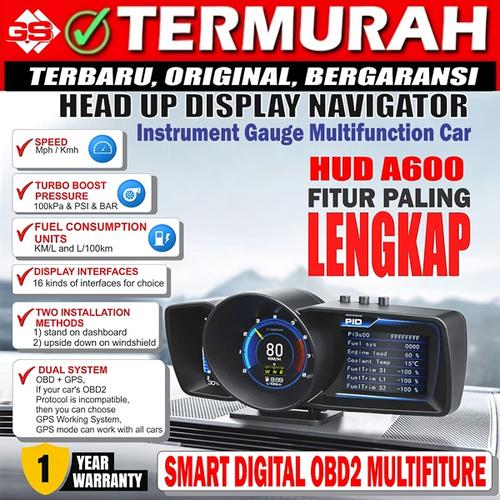 Jual Pengukur Otomatis A600 HUD GPS + Sistem OBD, Speedometer Komputer - OBD A600 - Jakarta ...