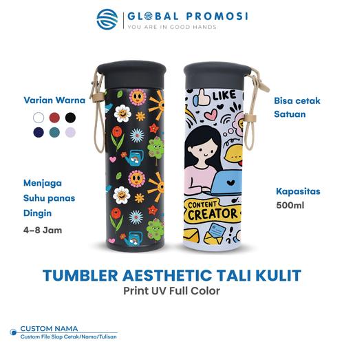 Jual Tumbler Custom Astetic Tali Kulit 450ml Print UV Cetak Full Color ...