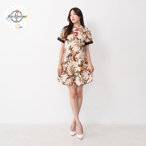 Jual Bao Qipao | dress qipao cheongsam motif batik imlek cny - Cream ...