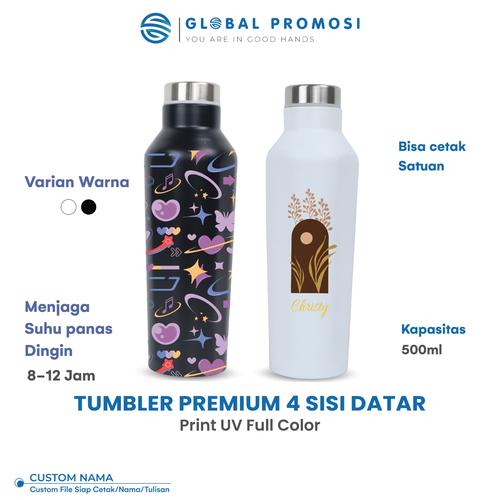 Jual Tumbler Custom Premium Stainless 4 Sisi Datar 500ml Cetak Uv Print ...