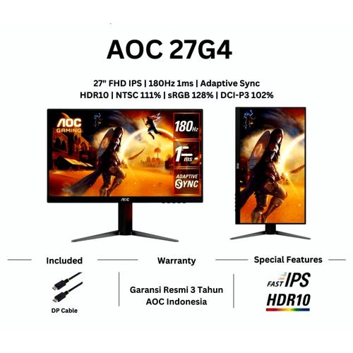 Jual AOC 27G4 |Gaming Monitor 27" IPS 180Hz, 1ms ,Vertikal AdaptiveSync ...