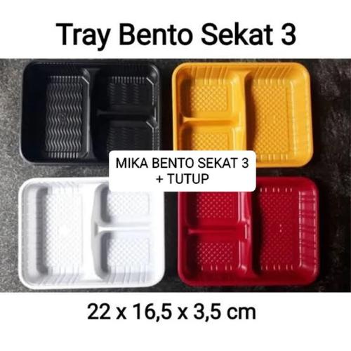 Jual Tray Bento Sekat 3/Bento box/Lunch Box bento/Mika Bento - Hitam ...