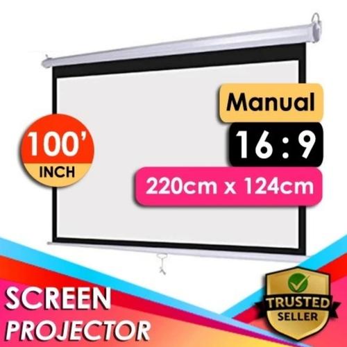 Jual Screen Projector manual 100" inci Ratio 16:9 /Layar Proyektor ...