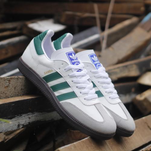 Jual Sepatu Pria Casual Adidas Samba OG Putih Strip Hijau BNWB - Putih ...