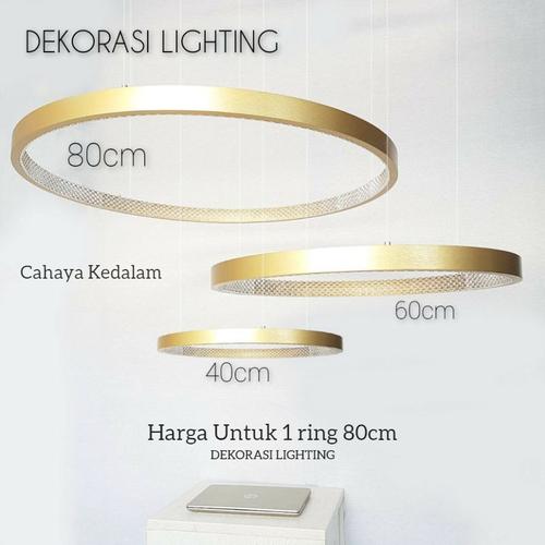 Jual Lampu gantung Gold bulat 80cm 1 ring led ruang tamu modern ...