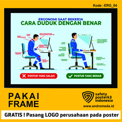 Jual Safety Poster K3: Ergonomi Cara Duduk Dengan Benar + Frame - 42x30 ...