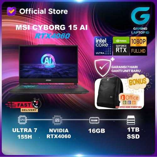 Promo MSI CYBORG 15 AI ULTRA 7 155H RTX4060 8GB/ 16GB 1TB W11+OHS 15 ...