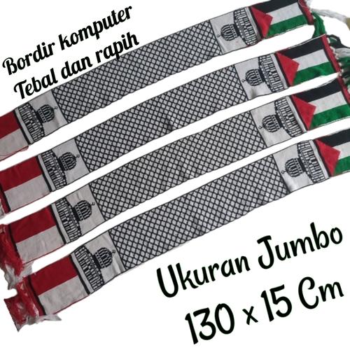 Jual SYAL RAJUT WOOL EDISI PALESTINA INDONESIA - motif bendera ...