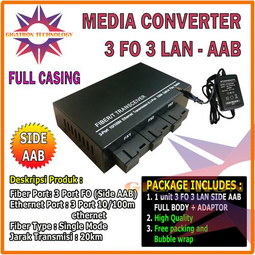 Jual Media Converter 3 Port FO 3 Port LAN / Switch Fiber Optic 3 FO 3 ...