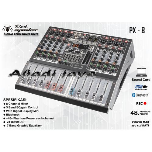 Jual power mixer black spider px8 / px 8 1100 watt 8 channel original ...