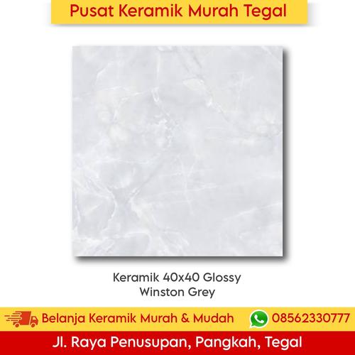 Jual Keramik Lantai 40x40 Mengkilap Winston Grey Abu Motif Minimalis ...