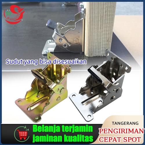 Jual Engsel kaki meja lipat, Bracket siku tekan 90 derajat - Kuning ...