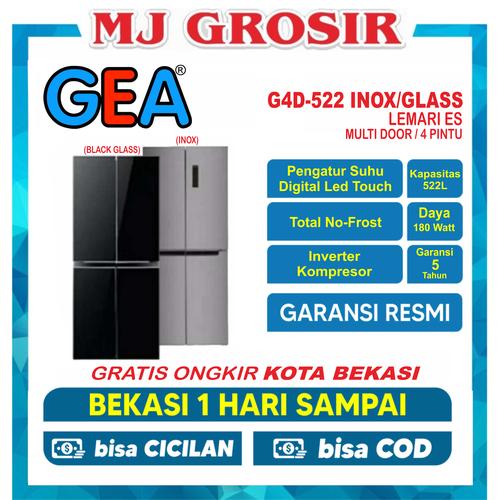 Jual KULKAS GEA G2D 522 LEMARI ES 4 PINTU SIDE BY SIDE INOX / BLACK GALSS - INOX, DUS BAWAAN ...