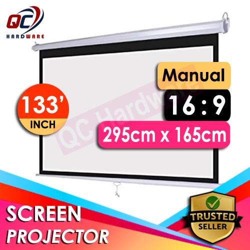 Jual Layar proyektor manual gantung 133" ratio 16:9 wall - Layar 133 ...