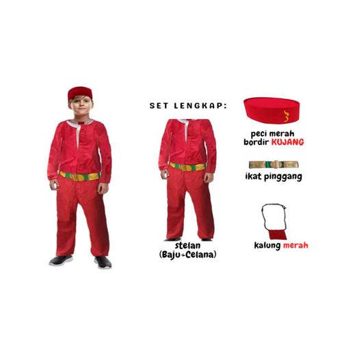 Jual Baju Pangsi Kostum Adat Betawi Anak Si Pitung - Merah, S - Jakarta ...