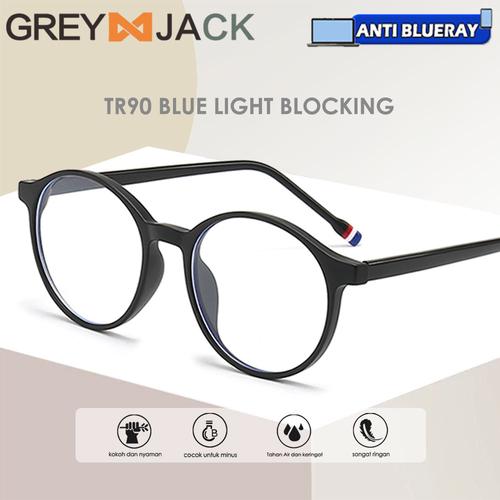 Promo Grey Jack Kacamata Antiradiasi Blueray Model Bulat TR90 Trendy 8381 - BLACK GLOSSY ...