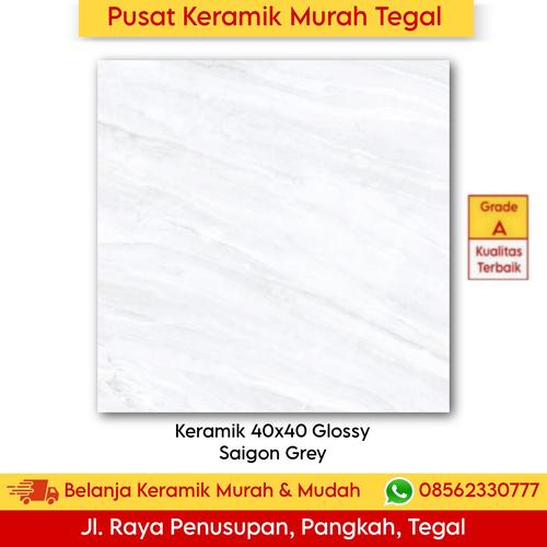 Jual Keramik Lantai 40x40 Mengkilap Saigon Grey Abu Motif Minimalis ...