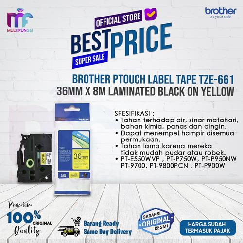 Jual Brother Ptouch Label Tape TZE-661 36mm x 8m Laminated Black on ...