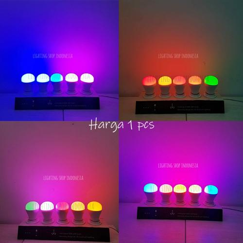 Jual Bohlam RGB smart light bulb LED 5W + remote control warna warni ...